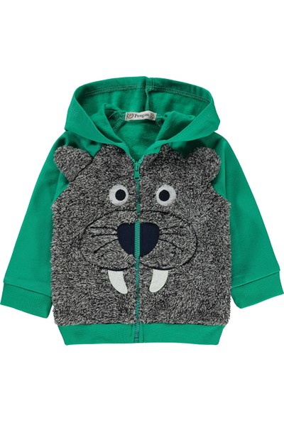 Pengim Erkek Çocuk Kapüşonlu Hırka 2-5 Yaş Yeşil