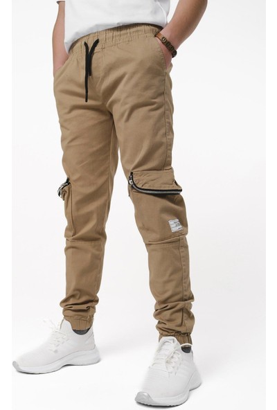 Pina Kids Erkek Çocuk Pamuklu Paçaları Lastikli Kargo Pantolon