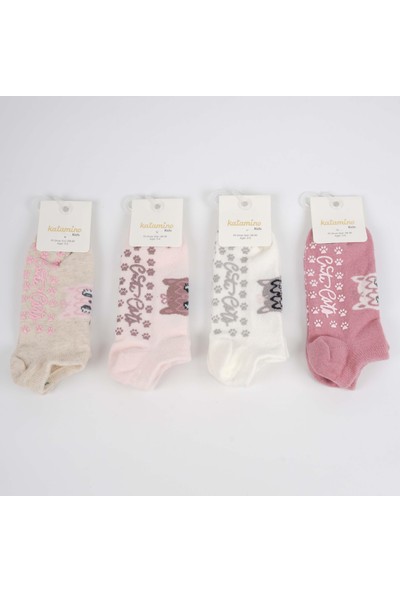 Katamino Catcu 4'lü Kaydırmaz Taban Kız Çocuk Patik Çorap Katamino Catcu 4'lü Kaydırmaz Taban Kız Çocuk Patik Çorap