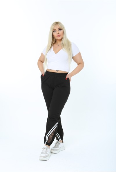 Büyük Bedenim Dantel Detaylı Eşofman Altı