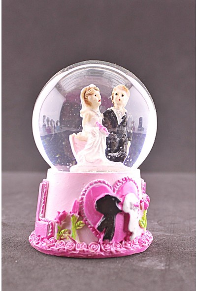Sevgiliye Gelin Damat Temalı Mini Boy Kar Küresi 6,5 cm Boy
