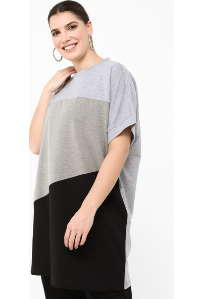 Büyük Beden Renk Bloklu Tunik Antrasit Alia Büyük Beden Renk Bloklu Tunik Antrasit Alia