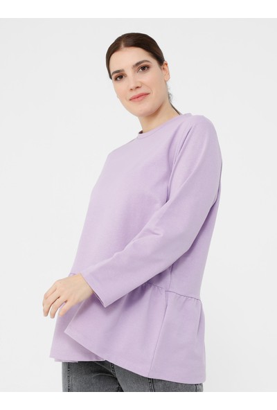 Büyük Beden Eteği Volanlı Tunik Toz Lila Alia Büyük Beden Eteği Volanlı Tunik Toz Lila Alia