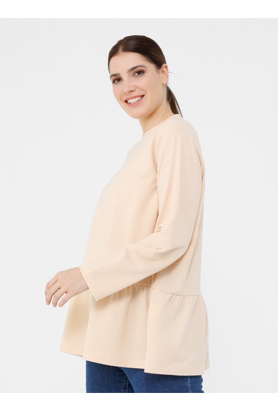 Büyük Beden Eteği Volanlı Tunik Bej Alia Büyük Beden Eteği Volanlı Tunik Bej Alia