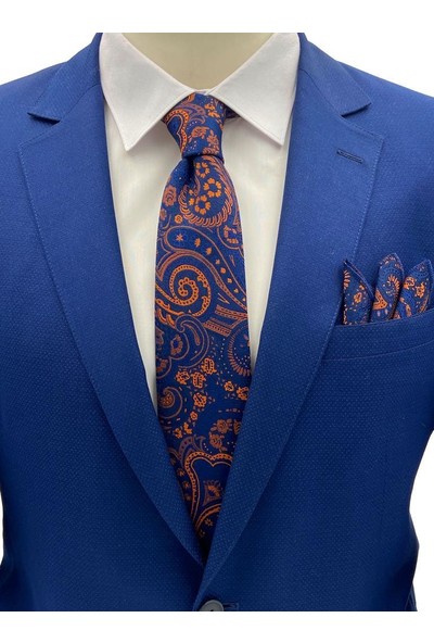 Brianze Taba Şal Desen Kravat Mendil Set Brianze Taba Şal Desen Kravat Mendil Set