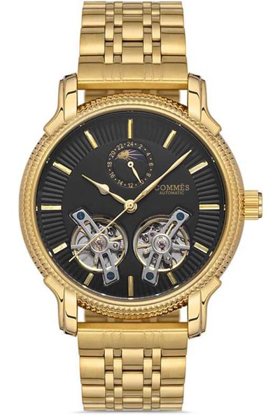 Commes Erkek Automatic Kol Saati Çift Fonksyion Tourbillion Altın & Siyah Renk NS0044 Commes Erkek Automatic Kol Saati Çift Fonksyion Tourbillion Altın & Siyah Renk NS0044