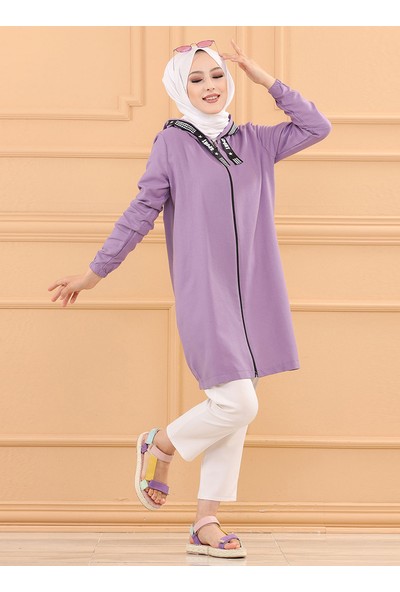 Tofisa Fermuarlı Sweatshirt - Lila - Tofisa