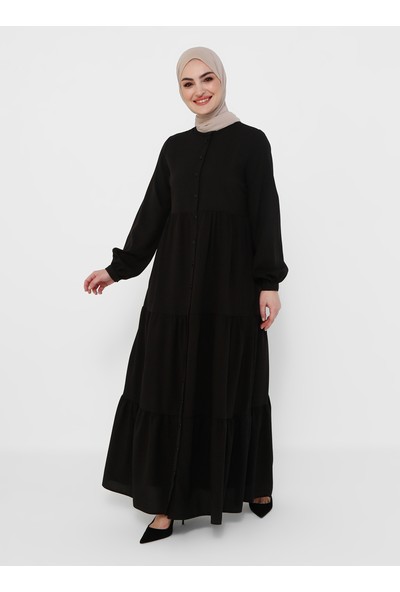 Tavin Boydan Düğmeli Elbise - Siyah - Tavin Tavin Boydan Düğmeli Elbise - Siyah - Tavin
