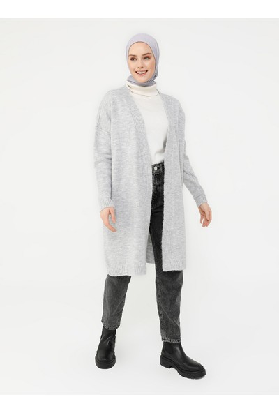 Benin Triko Hırka - Gümüş - Benin