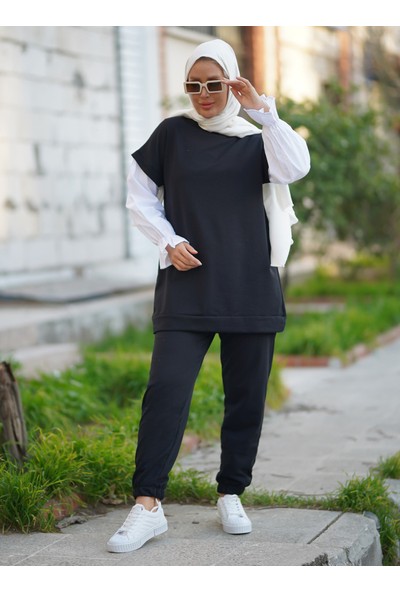 Por La Cara Kolu Fırfır Detaylı Ikili Takım - Siyah - Por La Cara