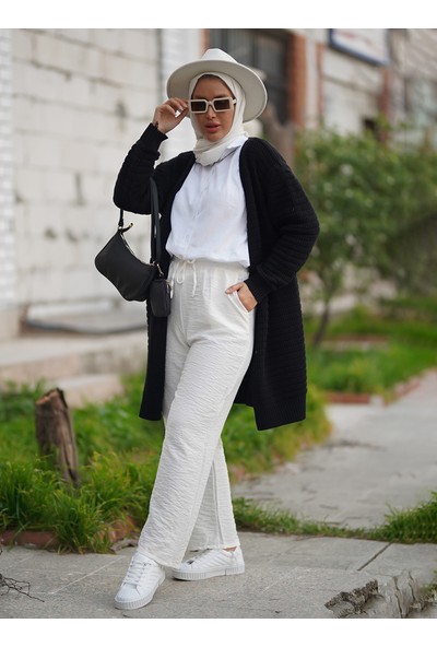 Por La Cara Beli Bağcıklı Cepli Salaş Pantolon - Beyaz - Por La Cara Por La Cara Beli Bağcıklı Cepli Salaş Pantolon - Beyaz - Por La Cara