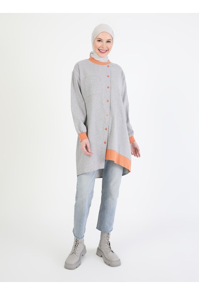 Loreen Desenli Düğmeli Tunik - Oranj - Loreen Loreen Desenli Düğmeli Tunik - Oranj - Loreen