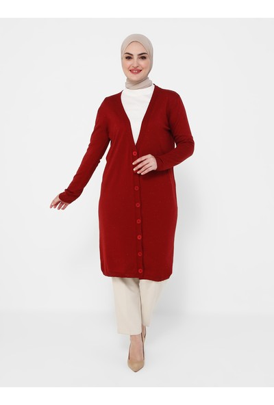 Tavin Düğmeli Triko Hırka - Bordo - Tavin Tavin Düğmeli Triko Hırka - Bordo - Tavin