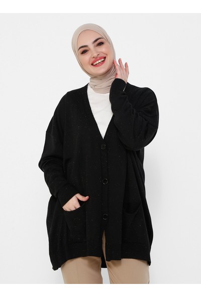 Tavin Cep Detaylı Düğmeli Triko Hırka - Siyah - Tavin Tavin Cep Detaylı Düğmeli Triko Hırka - Siyah - Tavin