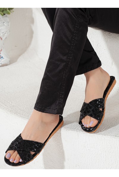 Ayakkabı Havuzu Çapraz Terlik - Siyah - Ayakkabı Havuzu