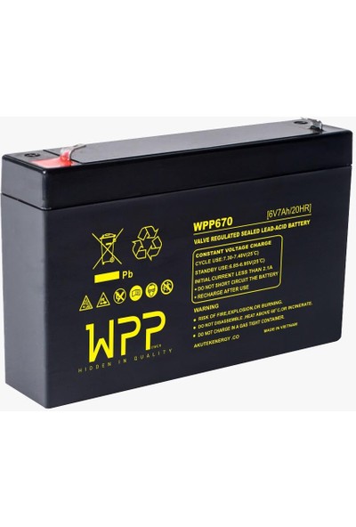 Wpp Akülü Araba Aküsü Kuru Tip Bakımsız 6 Volt 7 Amper--11---