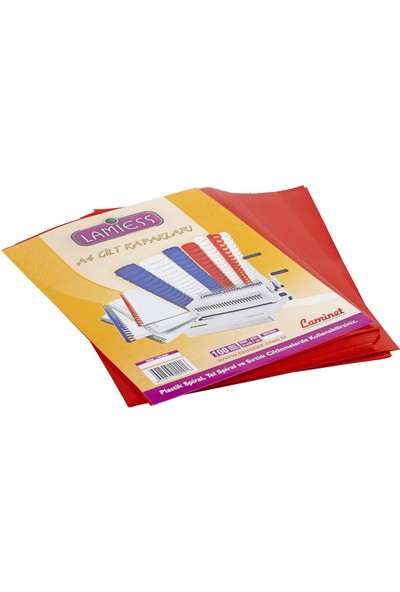 Lamiess A-4 160 Mıc.opak Cilt Kapağı Kırmızı 100 Adet