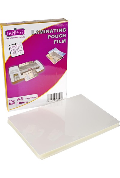 Lamiess A-3 303 x 426 mm 250 Mıc.mat Polyester Laminasyon Filmi 100'LÜ Lamiess A-3 303 x 426 mm 250 Mıc.mat Polyester Laminasyon Filmi 100'LÜ