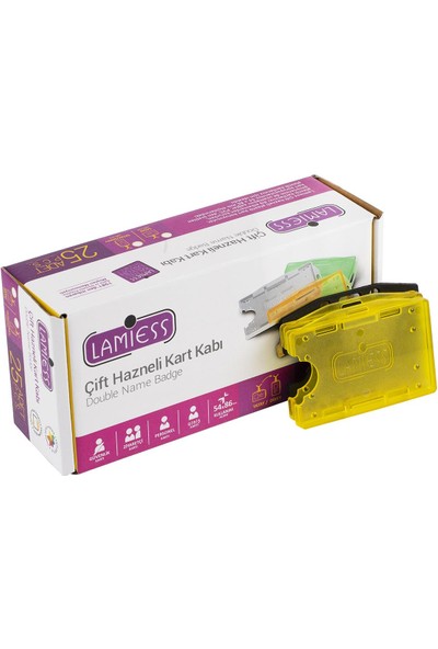 Lamiess Lms 211 Yatay Dikey Çift Hazneli Kart Kabı Şeffaf Sarı