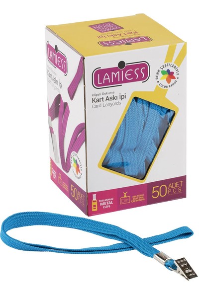 Lamiess Kart Askı Ipi M.maşalı Klipsli Mavi