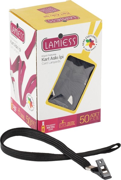 Lamiess Kart Askı Ipi Plastik Klipsli Siyah