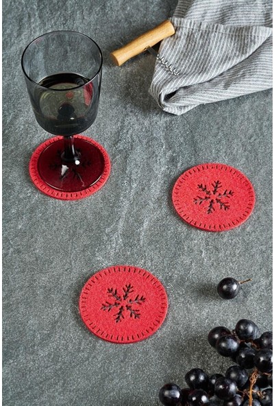 Evde Ucuz Kar Taneli Bardak Altlığı 6 Adet