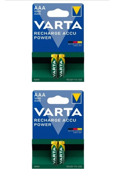 Varta 5703 1000 Mah Şarj Edilebilir Aaa Ince Pil 4 Adet New Seri Aydos Varta 5703 1000 Mah Şarj Edilebilir Aaa Ince Pil 4 Adet New Seri Aydos