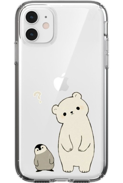 ShoptoCase Apple iPhone 11 Penguen ve Ayıcık Desenli Şeffaf Telefon Kılıfı ShoptoCase Apple iPhone 11 Penguen ve Ayıcık Desenli Şeffaf Telefon Kılıfı