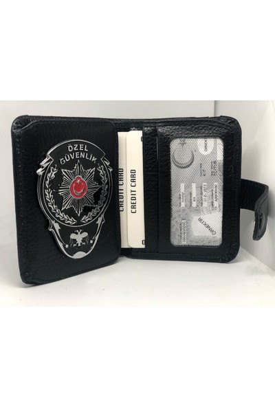 Trend Cüzdan Özel Güenlik Rozetli Çıtçıtlı Cüzdan Hakiki Deri