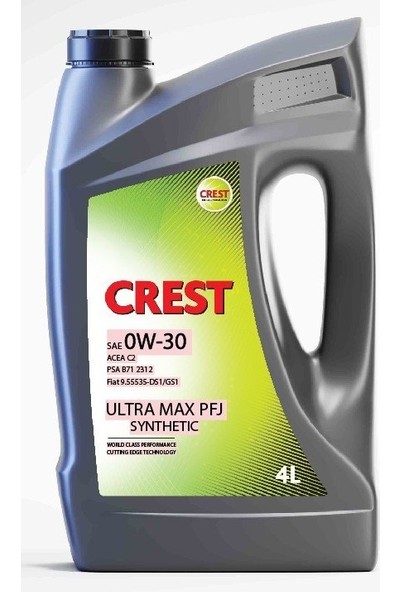 Crest Ultra Max Pfj 0W-30 4 Litre Motor Yağı (Üretim Yılı: 2021) Crest Ultra Max Pfj 0W-30 4 Litre Motor Yağı (Üretim Yılı: 2021)