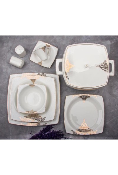 Aryıldız Bone Square Porselen 60 Parça Yemek Takımı - 31023