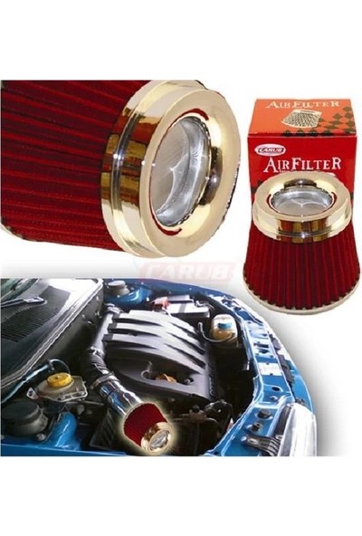 Carub Performans ve Ses Arttırıcı Açık Hava Filtresi +6 Hp Kapalı Tip Kırmızı Aparatlı Üniversal