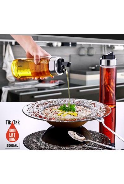 Cambu 2 Adet Damlatmaz Tiktak Kapaklı Cam Yağlık 500 ml Yağdanlık (Eğince Otomatik Açılan Kapaklı Yağlık) Cambu 2 Adet Damlatmaz Tiktak Kapaklı Cam Yağlık 500 ml Yağdanlık (Eğince Otomatik Açılan Kapaklı Yağlık)