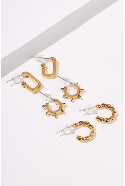 New Obsessions 6'lı 18 K Altın Kaplama Gold Rengi Gorbea Küpe Seti New Obsessions 6'lı 18 K Altın Kaplama Gold Rengi Gorbea Küpe Seti