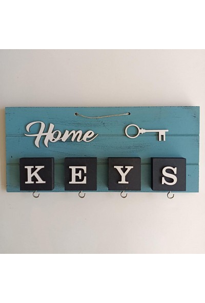 Bzm Shop Home Keys Ahşap Anahtar Askılığı Mavi Bzm Shop Home Keys Ahşap Anahtar Askılığı Mavi