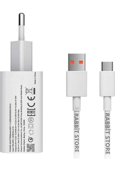 Rabbit Store Huawei P10 Lite Uyumlu Hızlı Şarj Cihazı Xiaomi 33W Turbo Hızlı Şarj ve Kablosu Rabbit Store Huawei P10 Lite Uyumlu Hızlı Şarj Cihazı Xiaomi 33W Turbo Hızlı Şarj ve Kablosu