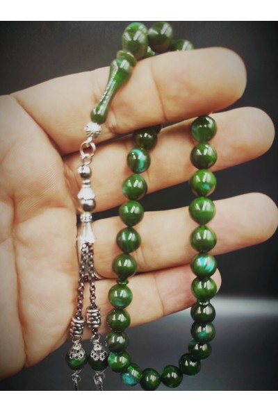 Ibrahim Altıntaş Yeşil Hareli Sıkma Kehribar Tespih