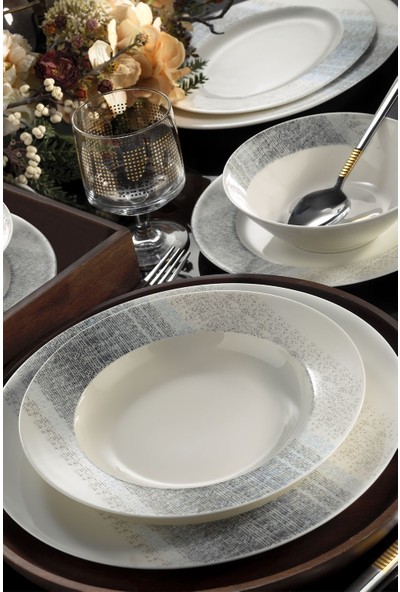 Kütahya Porselen Bone Kalipso 24 Parça 880040 Desenli Yemek Seti Kütahya Porselen Bone Kalipso 24 Parça 880040 Desenli Yemek Seti