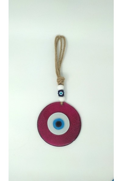 Otantik Depo 15 cm Pembe Renk Büyük Yuvarlak Füzyon Cam Nazar Boncuğu