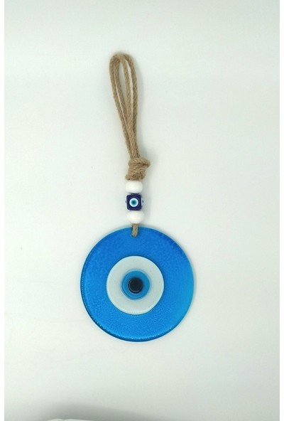 Otantik Depo 15 cm Açık Mavi Renk Büyük Yuvarlak Füzyon Cam Nazar Boncuğu