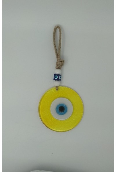 Otantik Depo 15 cm Sarı Renk Büyük Yuvarlak Füzyon Cam Nazar Boncuğu