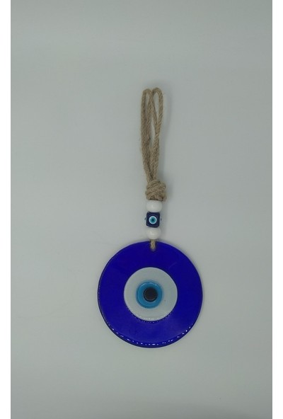 Otantik Depo 15 cm Mavi renk Büyük Yuvarlak Füzyon Cam Nazar Boncuğu