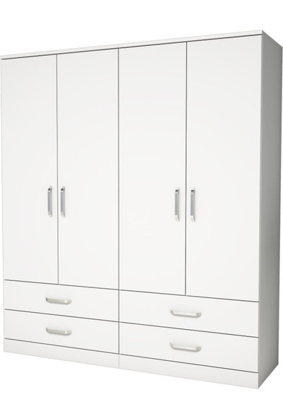 Holiday Home 4 Kapaklı 4 Çekmeceli Gardırop- Beyaz Holiday Home 4 Kapaklı 4 Çekmeceli Gardırop- Beyaz