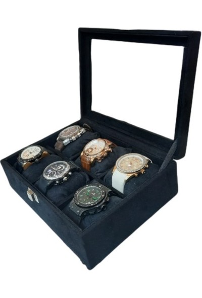 Stand Market Saat Kutusu 6'lı Alcantra Siyah Stand Market Saat Kutusu 6'lı Alcantra Siyah