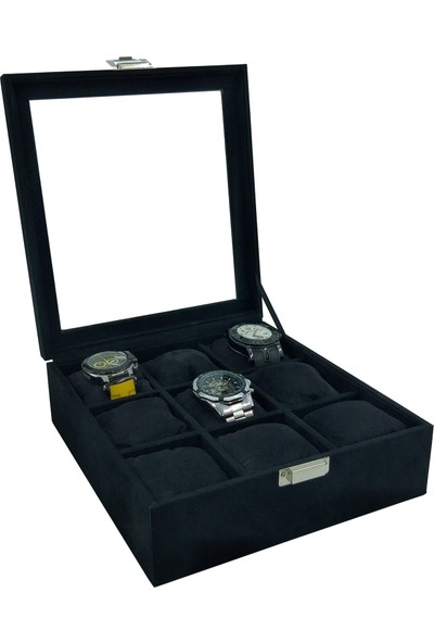 Stand Market Saat Kutusu 9'lu Alcantra Siyah Stand Market Saat Kutusu 9'lu Alcantra Siyah