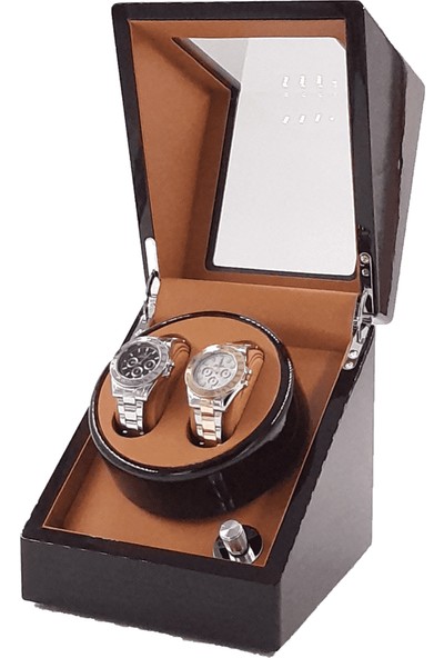 Stand Market Otomatik Saat Kurma Kutusu (Winder) Piano Brown 2+0 Kahve Içi Taba LED Işık Sistemli Stand Market Otomatik Saat Kurma Kutusu (Winder) Piano Brown 2+0 Kahve Içi Taba LED Işık Sistemli