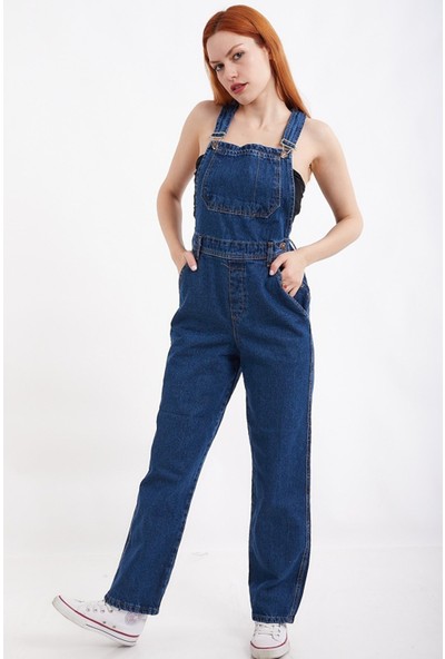 Gaydalı Giyim Kadın Koyu Mavi Bahçıvan Salopet Jean Tulum Gaydalı Giyim Kadın Koyu Mavi Bahçıvan Salopet Jean Tulum