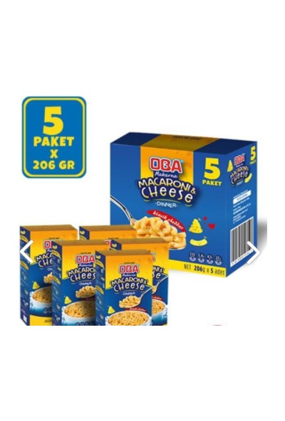 Oba Makarna Macaroni&cheese 206 gr 5'li Paket Oba Makarna Macaroni&cheese 206 gr 5'li Paket