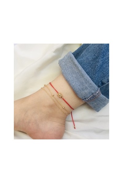 Pearl Beads Kırmızı Şans Ipi Halhal & Gold Zincir Halhal Pearl Beads Kırmızı Şans Ipi Halhal & Gold Zincir Halhal