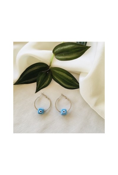 Pearl Beads Bodrum Boncuklu Nazar Halka Küpe